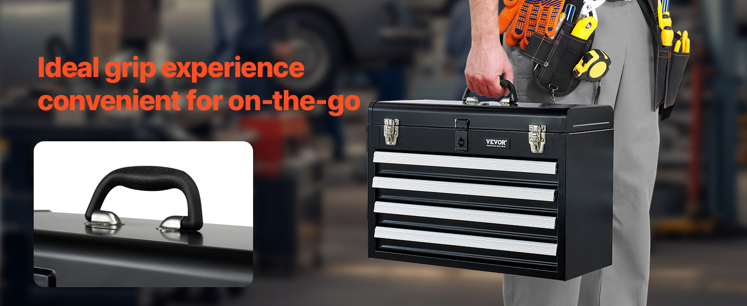 VEVOR Tool Box 20.5-inch Portable Metal Tool Box with 4 Drawers Tool Organizer | VEVOR UK