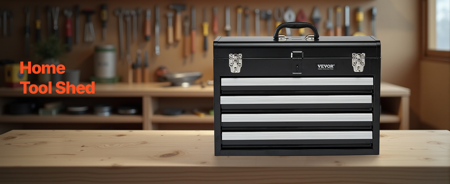 Tool Box 20.5-inch Portable Metal Tool Box with 4 Drawers Tool ...