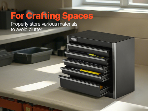 Tool Box 8.6-inch Portable Metal Tool Box with 5 Drawers Tool Organizer ...