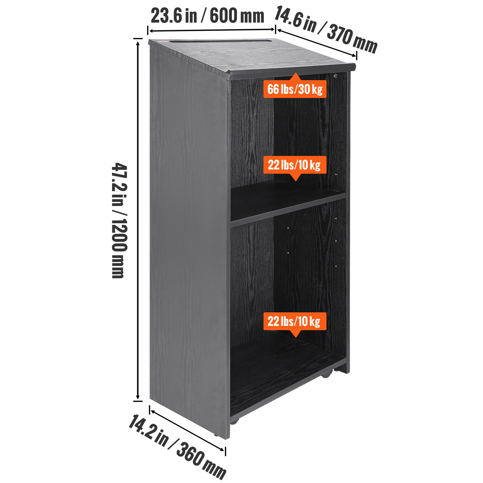VEVOR Podium Stand, 47 in Hostess Stand with 4 Rolling Wheels, Wood ...