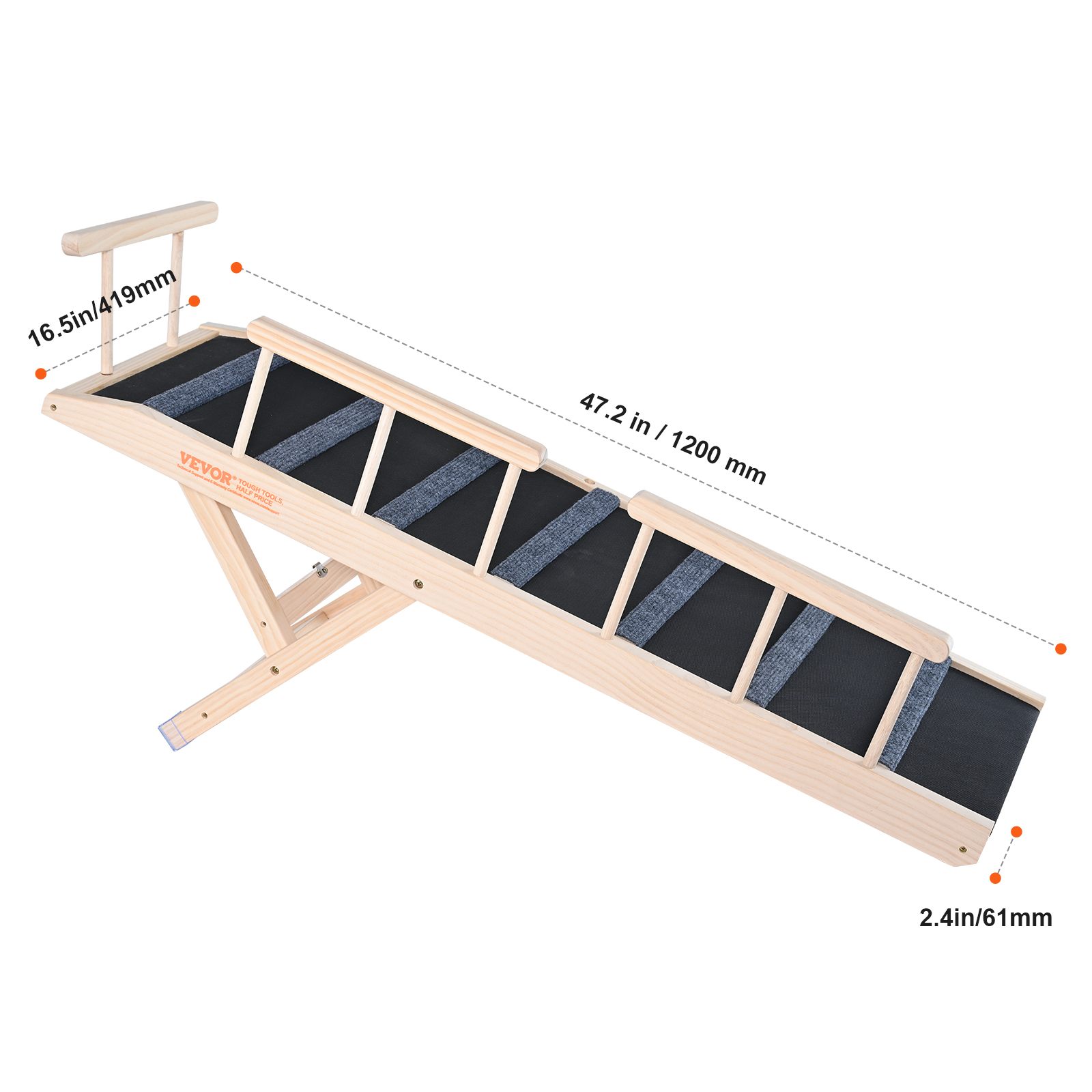 VEVOR Dog Ramp, Folding Pet Ramp for Bed, Adjustable Dog Ramp for Small ...