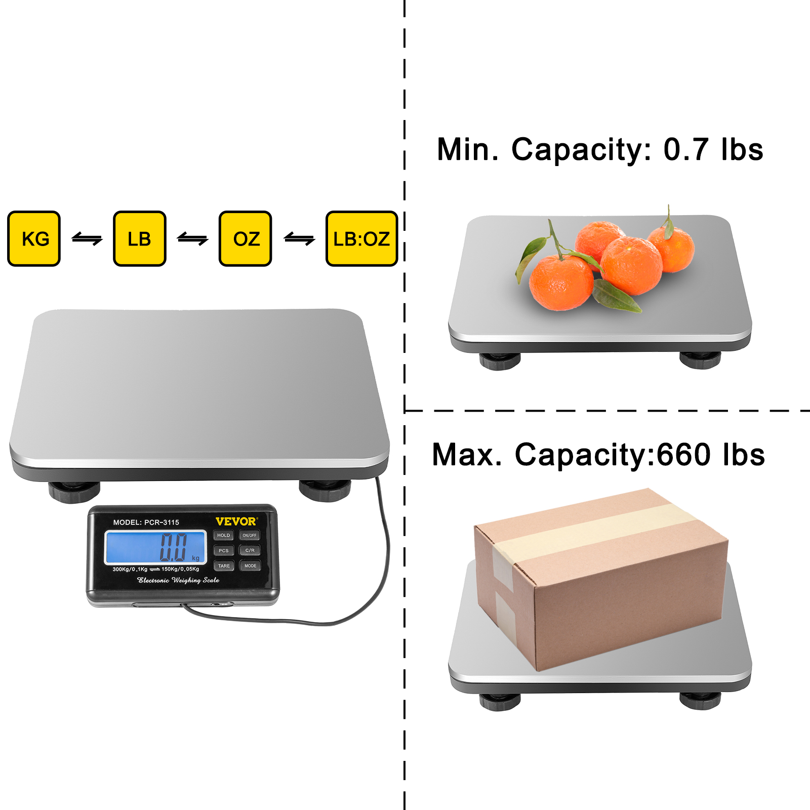 Vevor Postal Scale Postal Weight Scale 660 Lbs/0.1 Kg Stainless Steel W ...