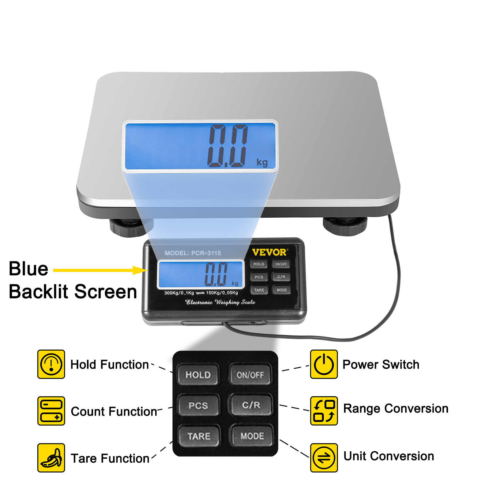 Vevor Postal Scale Postal Weight Scale 660 Lbs/0.1 Kg Stainless Steel W ...