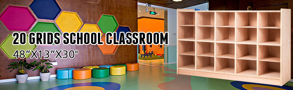 VEVOR Cubby Wooden Storage Unit 20 Cubby Storage Unit Classroom 30 Inch ...