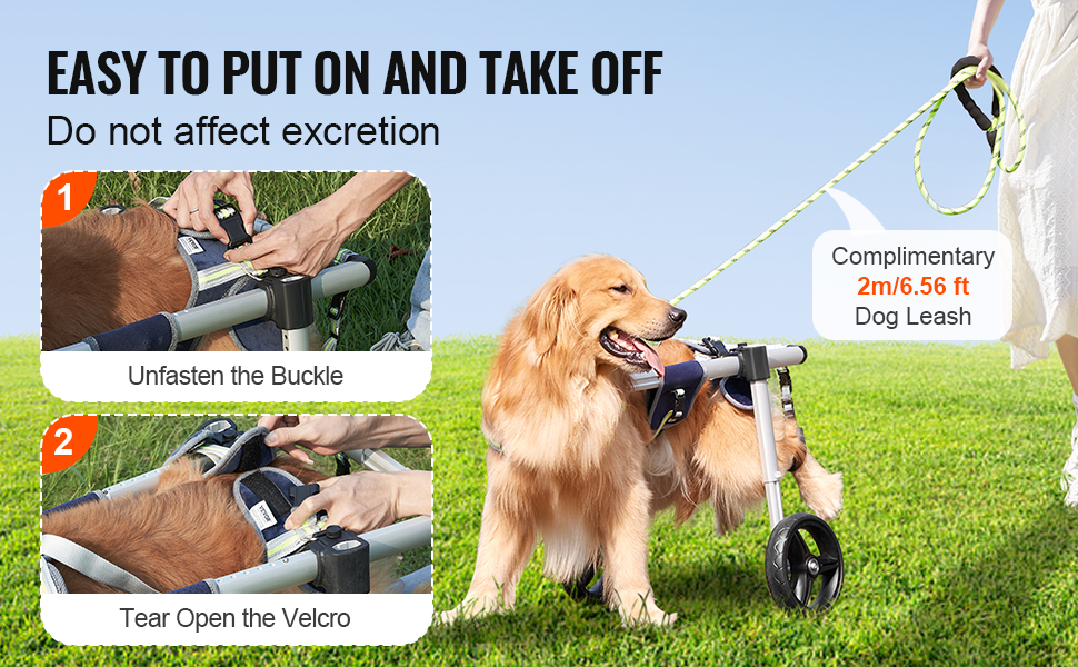 VEVOR 2 Wheels Dog Wheelchair for Back Legs, Pet Wheelchair Lightweight ...