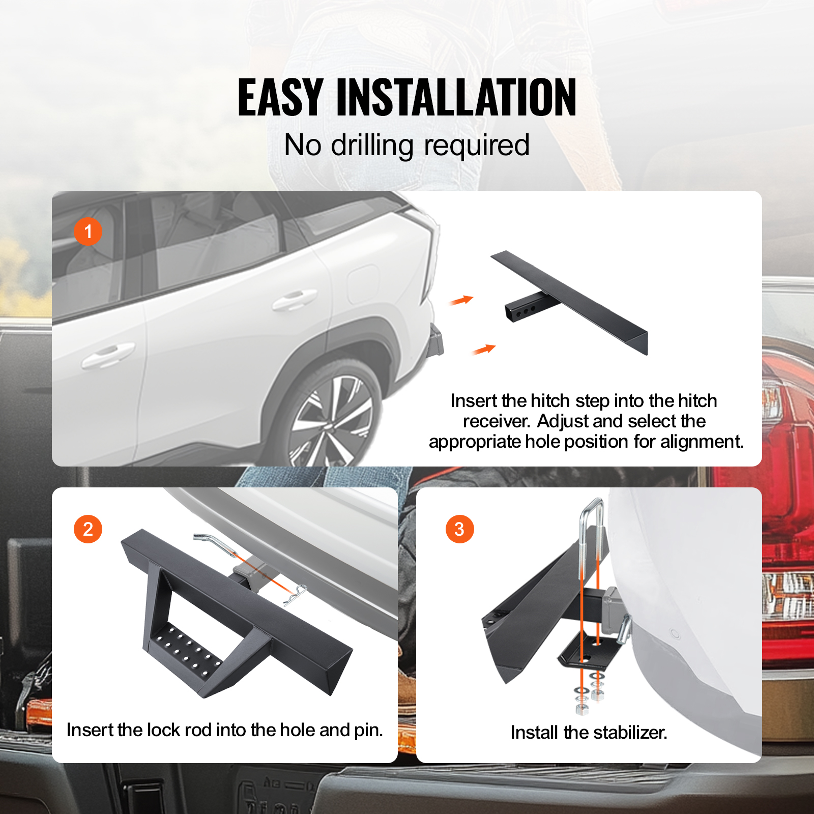 Universal 2" Receiver Hitch Step Tow Rear Bumper Guard Steel for ...