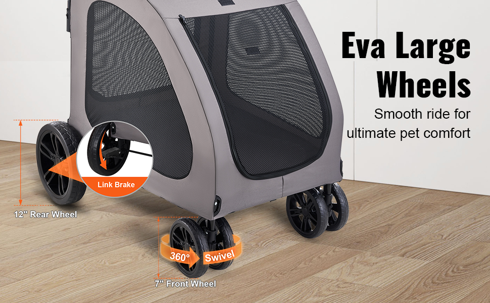 VEVOR Pet Stroller 4-Wheels Dog Stroller Carrier 160lbs Weight Capacity ...