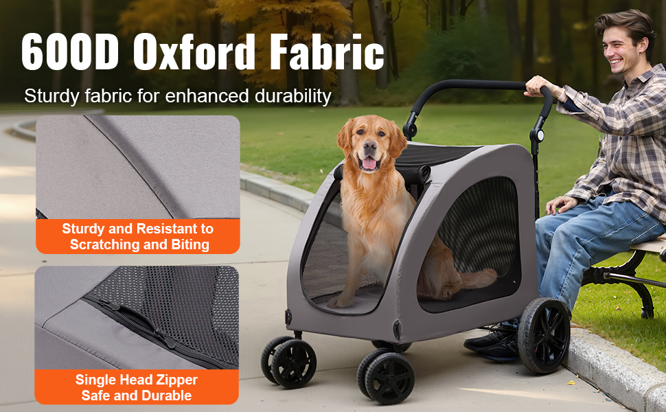 Pet Stroller 4-Wheels Dog Stroller Carrier 160lbs Weight Capacity ...