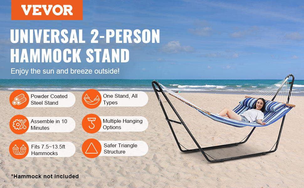 VEVOR Steel Hammock Stand 550lbs Capacity Hammock Frame Fits 7.5-13.5ft ...