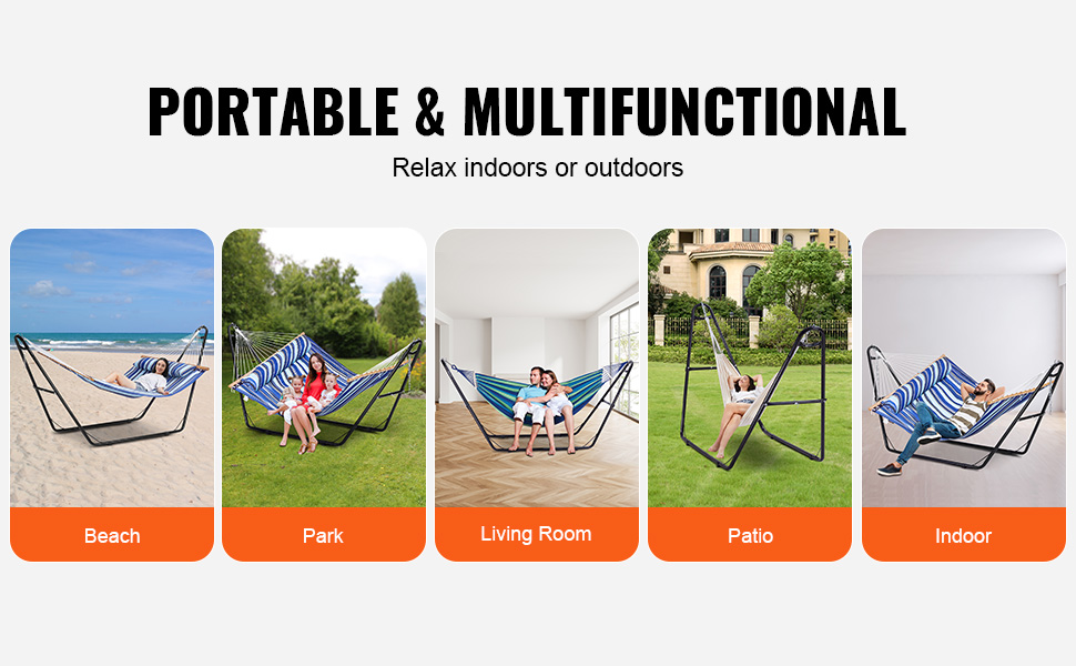 VEVOR Steel Hammock Stand 550lbs Capacity Hammock Frame Fits 7.5-13.5ft ...