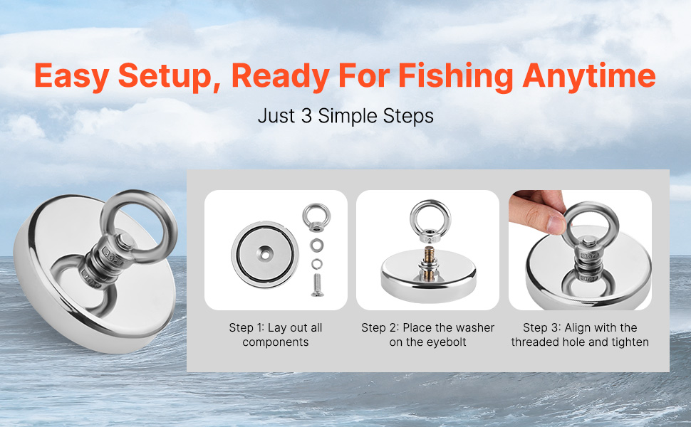 Fishing Magnet Super Strong Heavy Duty Rare Earth Neodymium Pull Force ...