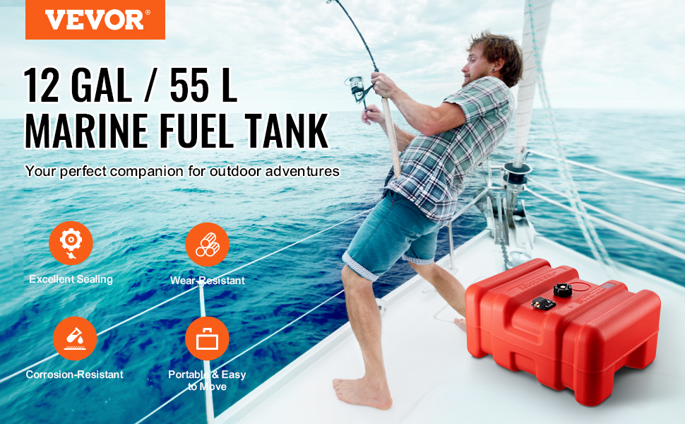 VEVOR Marine Fuel Tank, 14.53 Gallon/55L, Portable Boat Fuel Gas Tank ...