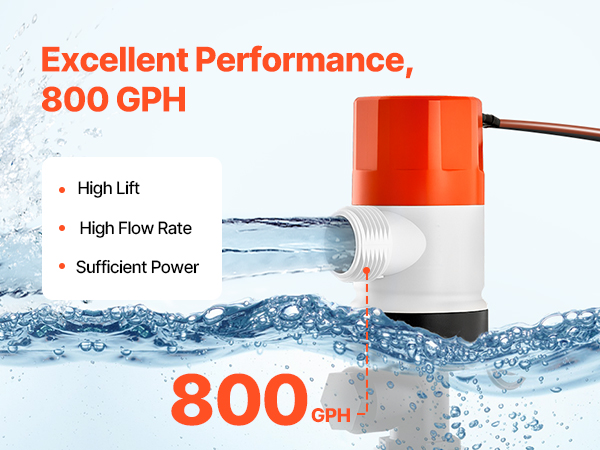 Livewell Pump for Boat 12V 800 GPH Livewell Aerator Pump Straight 2 ...