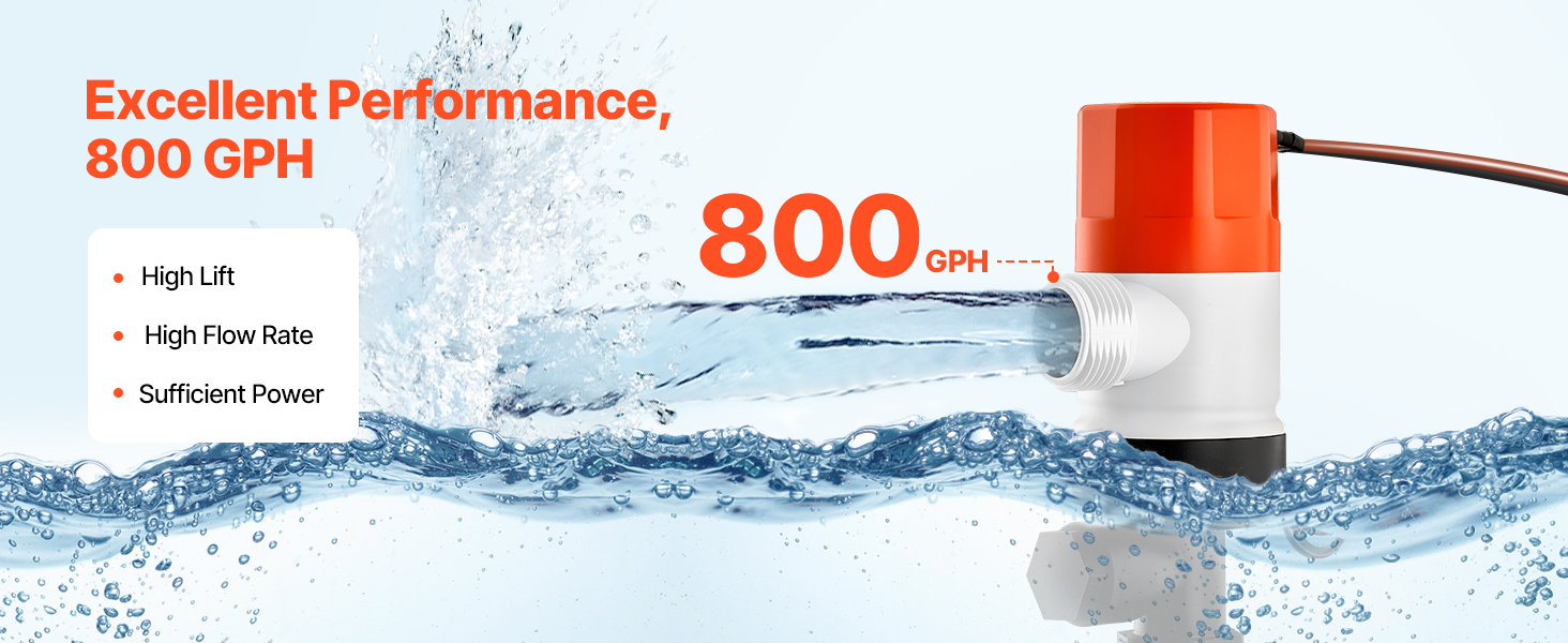 Livewell Pump for Boat 12V 800 GPH Livewell Aerator Pump Straight 2 ...