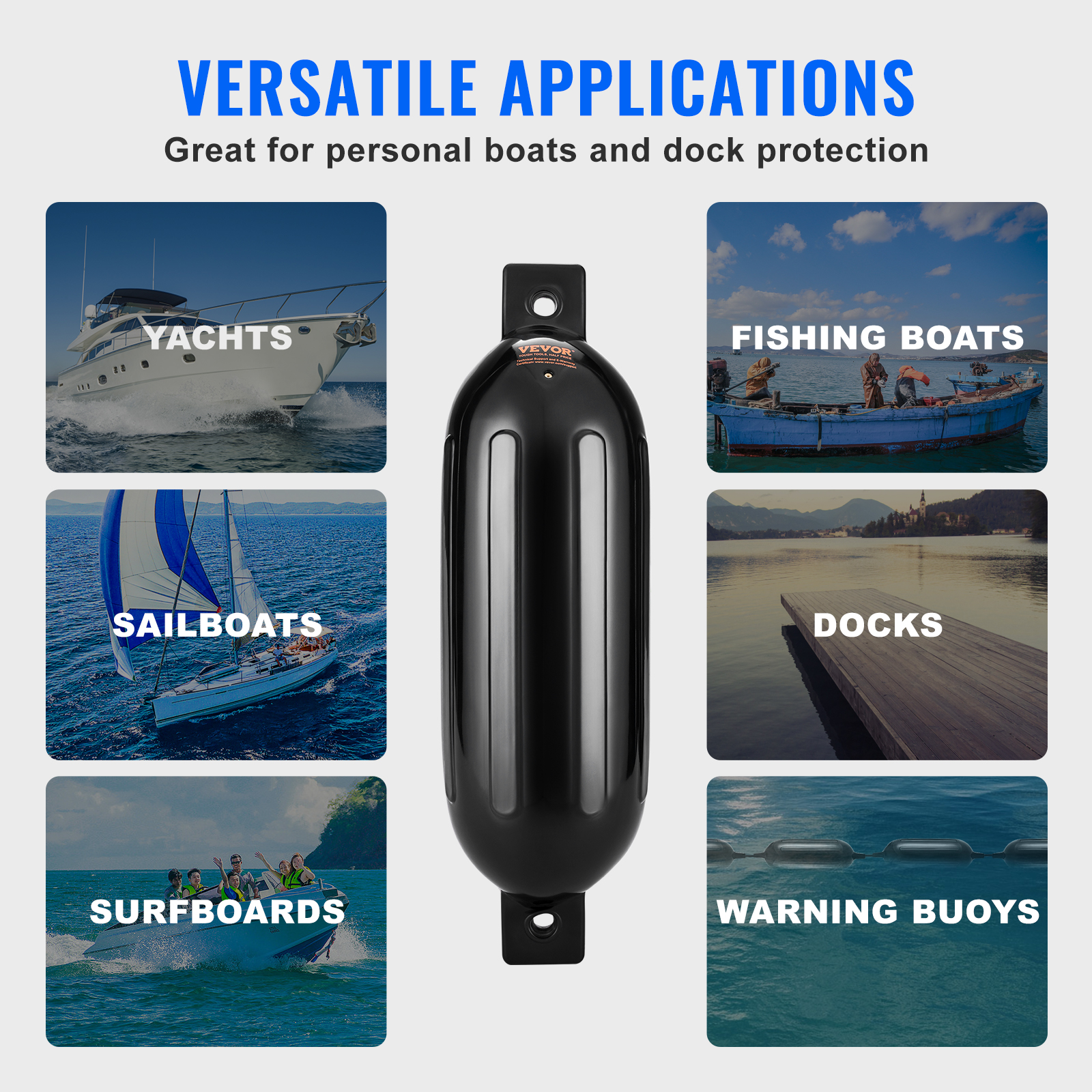 VEVOR Boat Fenders Inflatable Ribbed Boat Bumpers Dock Shield ...
