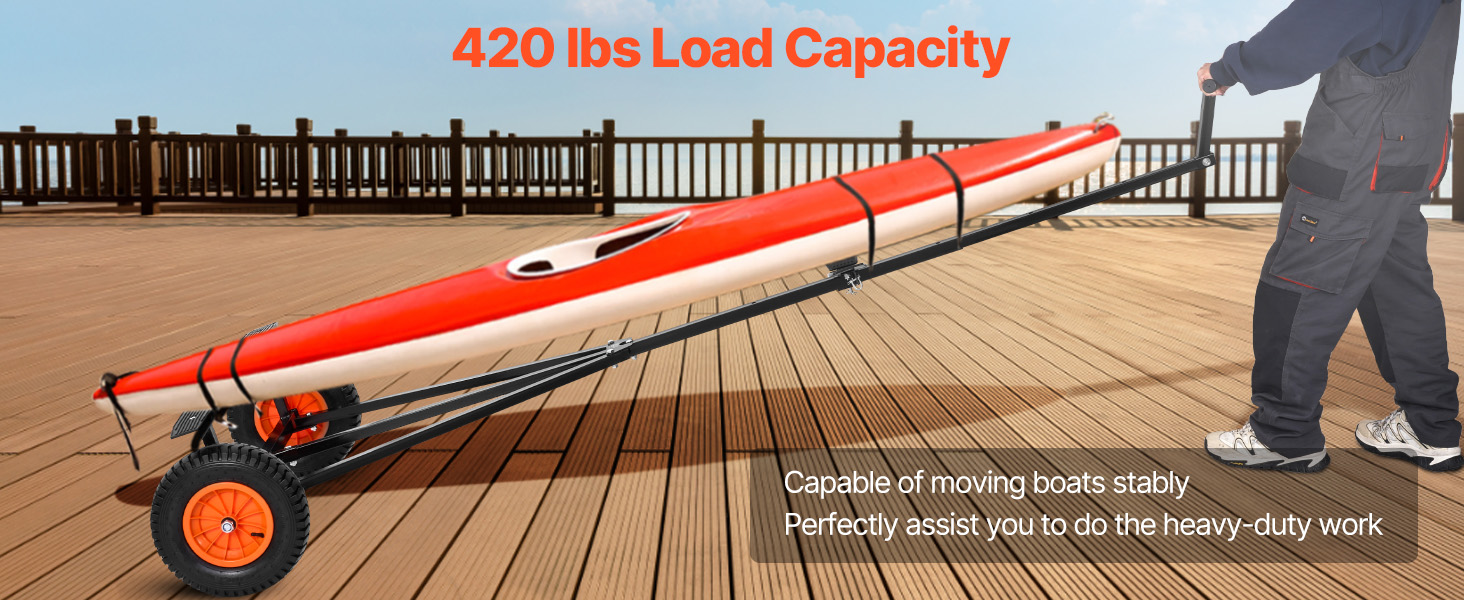 420lbs Boat Trailer Dolly Mover Adjustable Length with 15.7 in ...