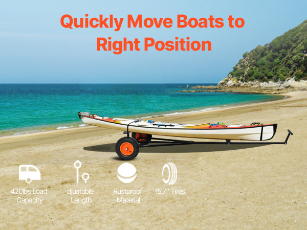 420lbs Boat Trailer Dolly Mover Adjustable Length with 15.7 in ...