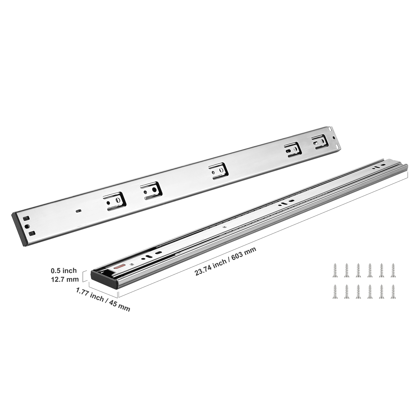 Mophorn 10 Pairs of 609.6mm Drawer Slides Side Mount Rails, Heavy Duty ...