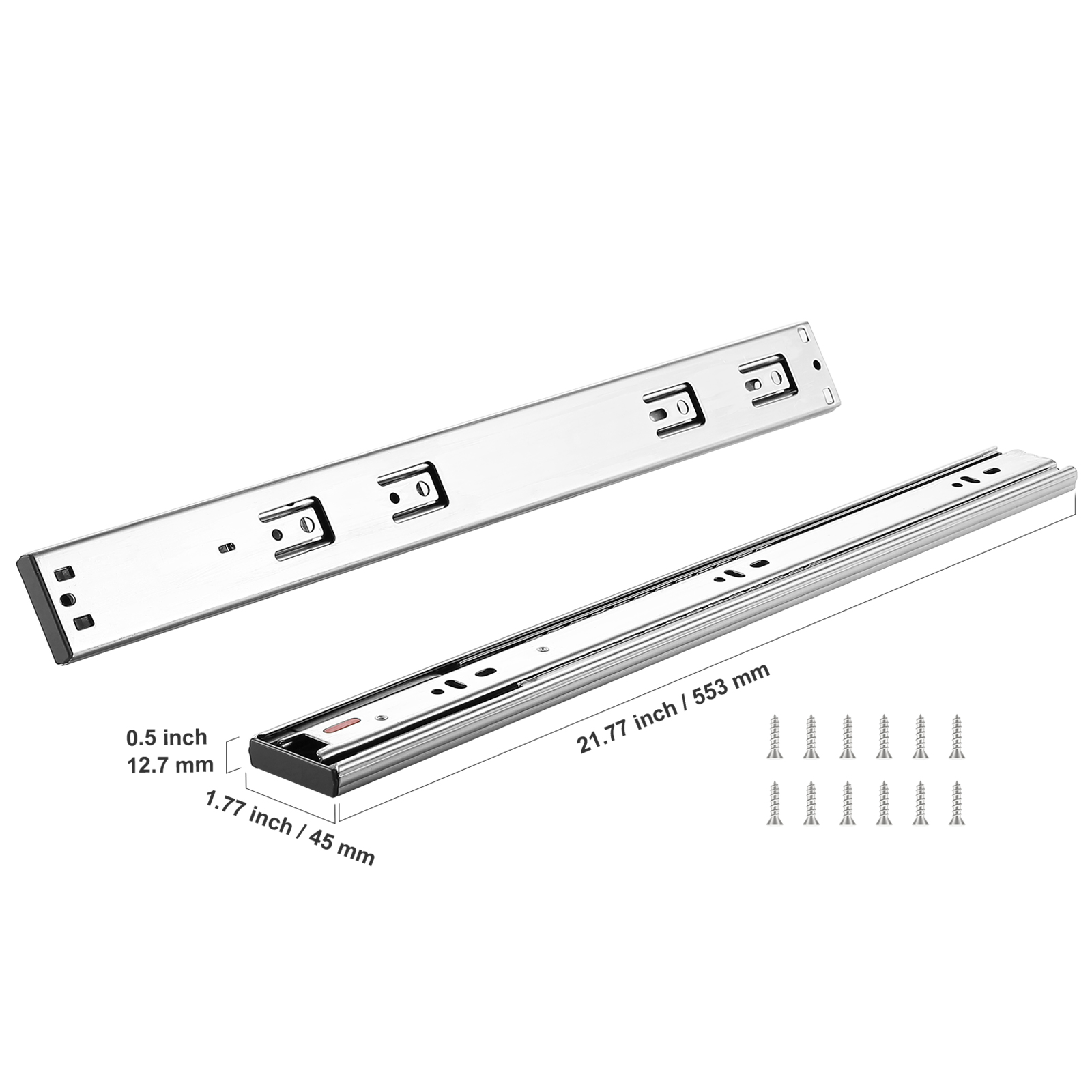 Mophorn 10 Pairs of 558.8mm Drawer Slides Side Mount Rails, Heavy Duty ...