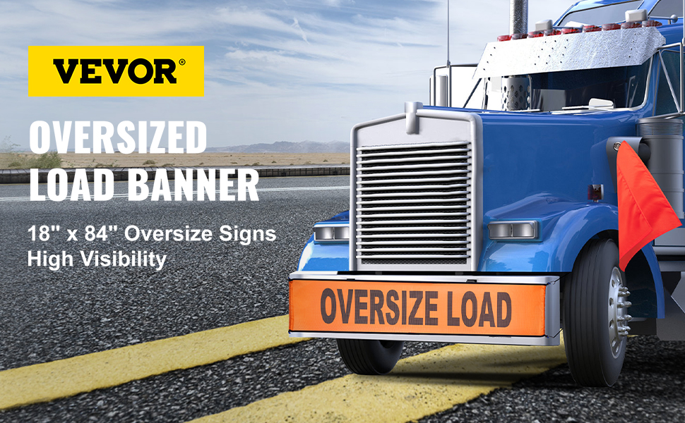VEVOR Oversized Load Banner, 18" Width Oversize Banner, 84" Length ...