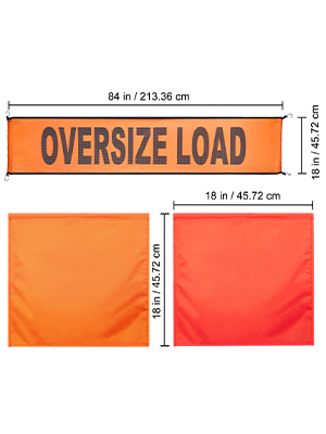 VEVOR Oversized Load Banner, 2pcs 18"x84" Oversize Banner & 8pcs 18"x18 ...