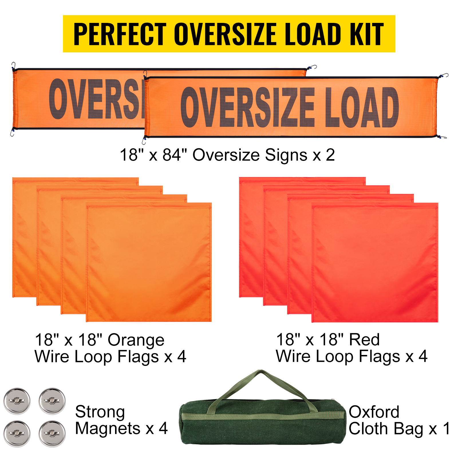 VEVOR Oversized Load Banner, 18" Width Oversize Banner, 84" Length ...