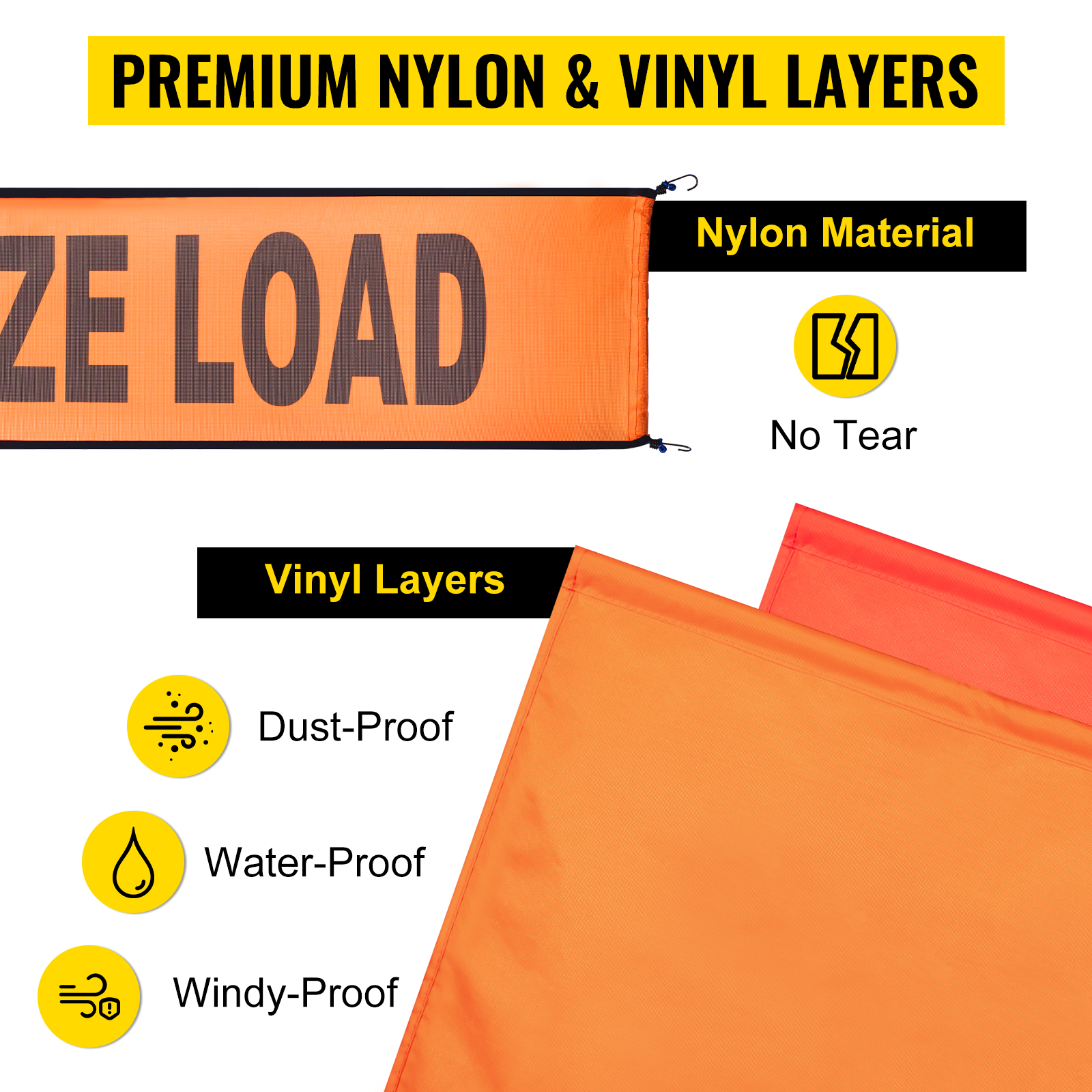 VEVOR Oversized Load Banner, 2pcs 18"x84" Oversize Banner & 8pcs 18"x18 ...