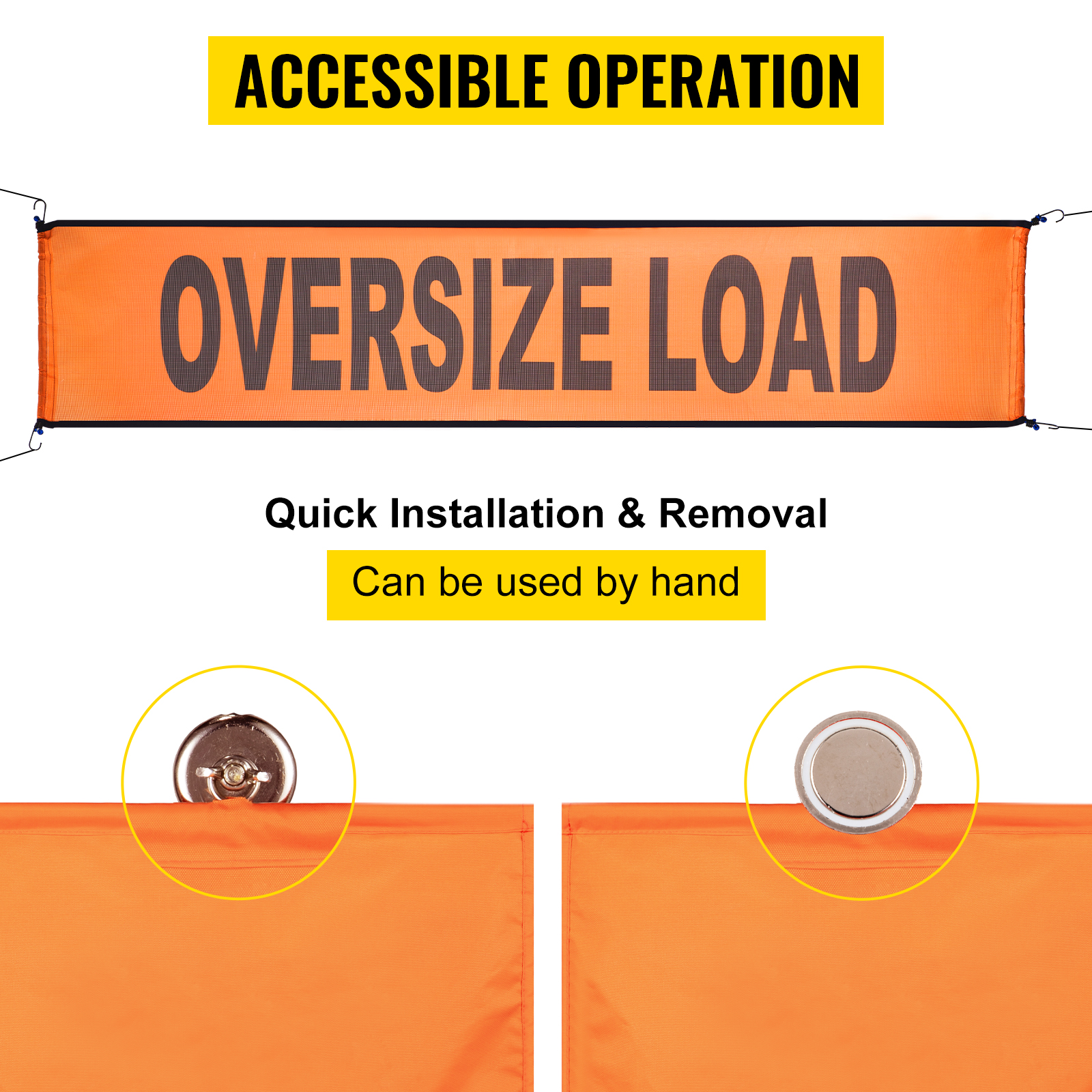 VEVOR Oversized Load Banner, 2pcs 18"x84" Oversize Banner & 8pcs 18"x18 ...