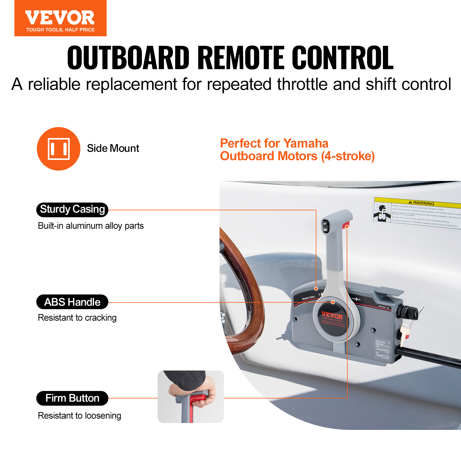 VEVOR Outboard Remote Control Box Top/Side-Mounted Boat Throttle Control | eBay