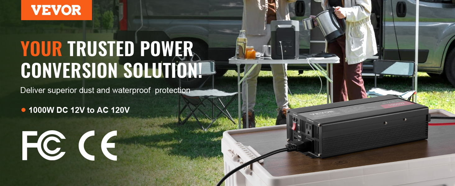 VEVOR Pure Sine Wave Inverter, 1000 Watt, DC 12V to AC 120V Power ...