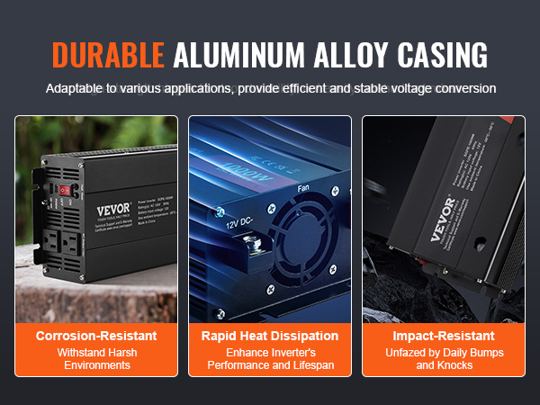 VEVOR Pure Sine Wave Inverter, 1000 Watt, DC 12V to AC 120V Power ...