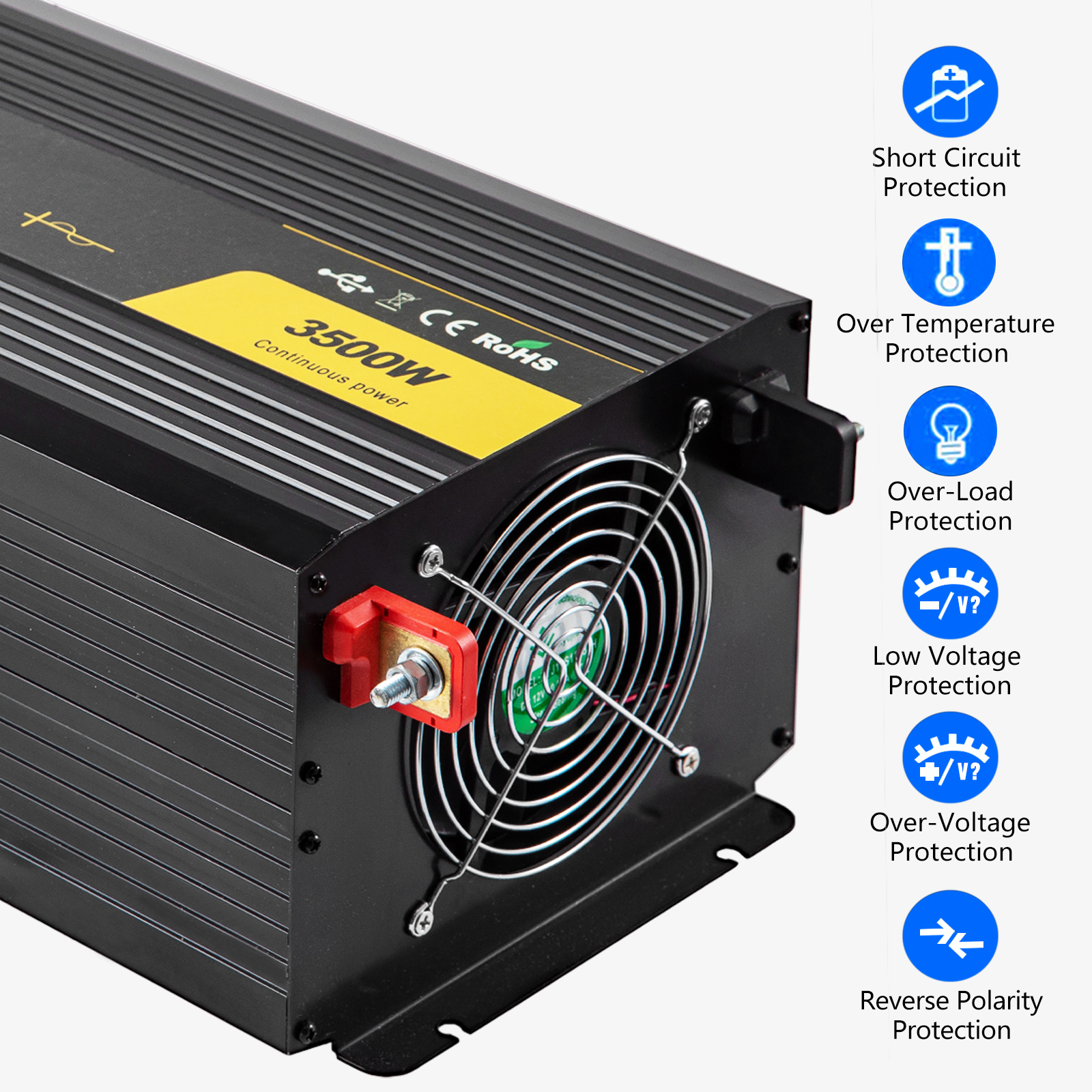 VEVOR Pure Sine Wave Inverter Power Inverter 3500W DC12V to AC240V Car ...