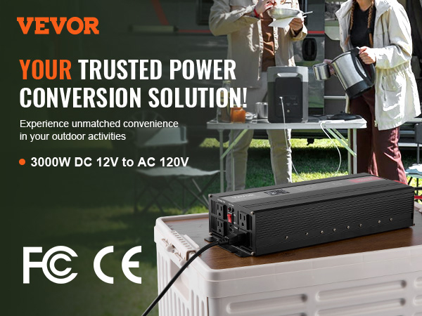 VEVOR Pure Sine Wave Inverter, 3000 Watt, DC 12V to AC 120V Power ...