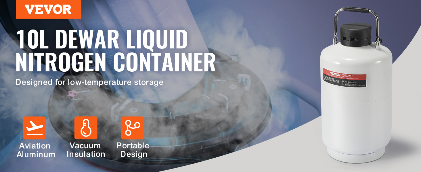 Réservoir d'azote liquide VEVOR 10 L Conteneur LN2 en alliage d ...