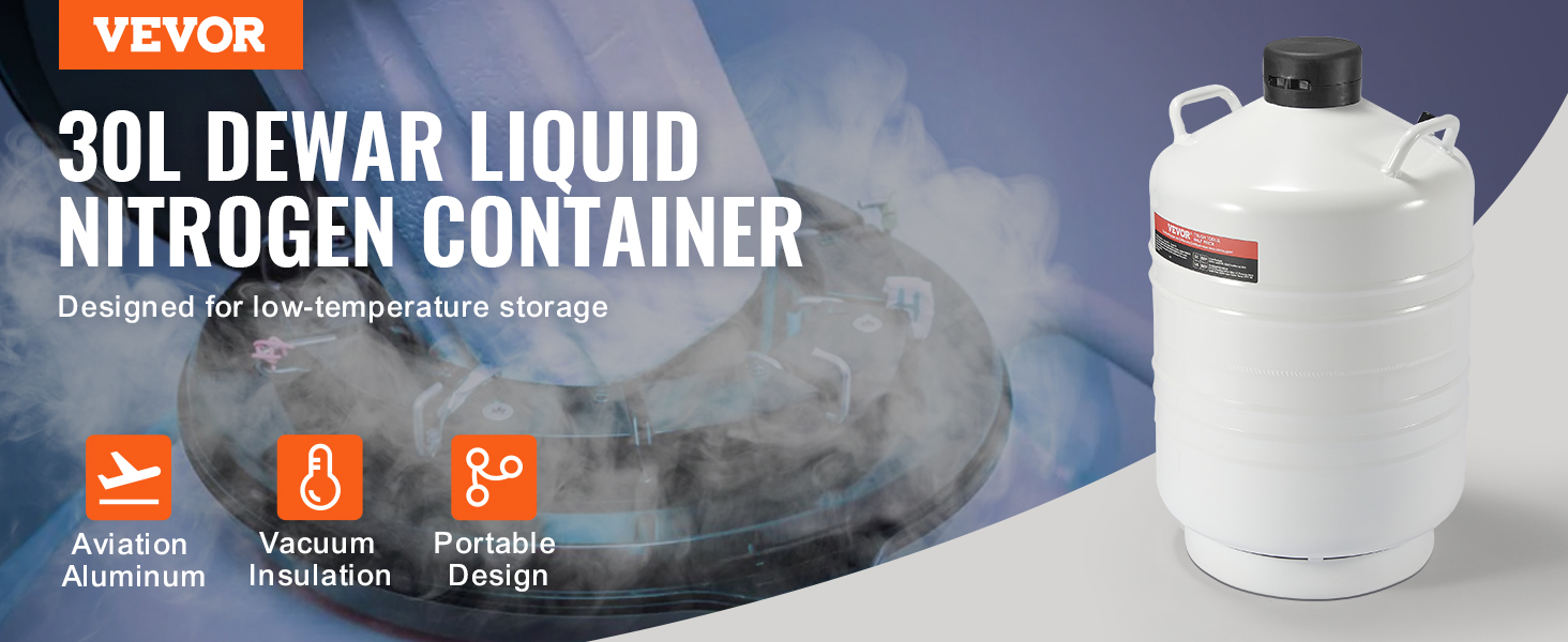 Réservoir d'azote liquide VEVOR 30 L Conteneur LN2 en alliage d ...