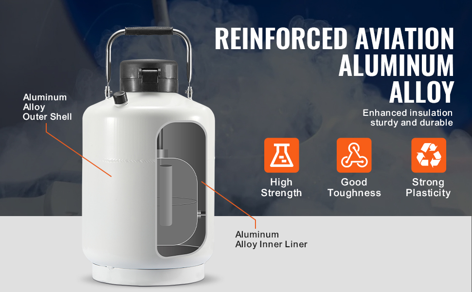 VEVOR Liquid Nitrogen Tank 6 L Aluminum Alloy LN2 Container Dewar 6 ...