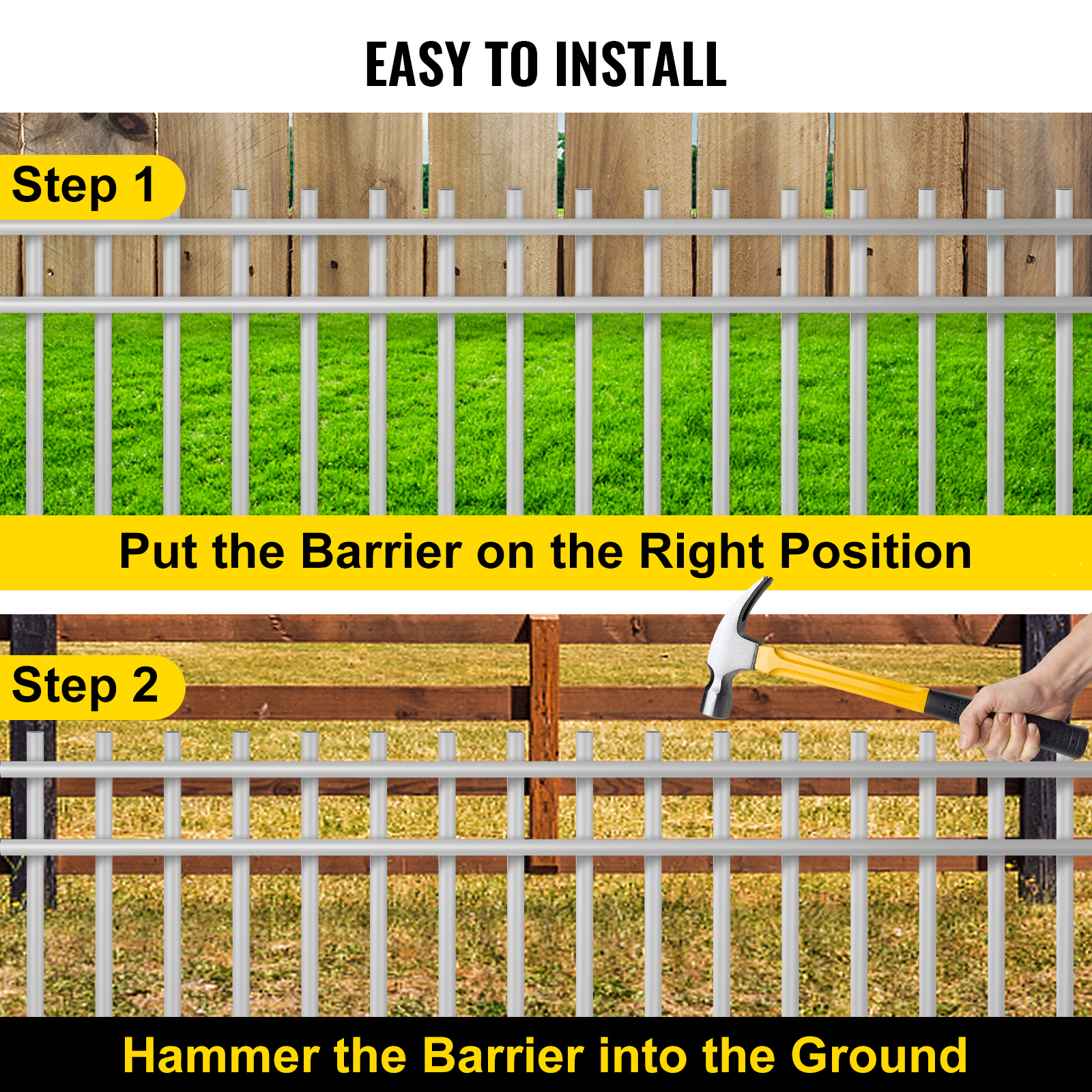 Vevor 15 Pcs Animal Barrier Dog Fence Gap Barrier 15"x24" No Dig Under ...