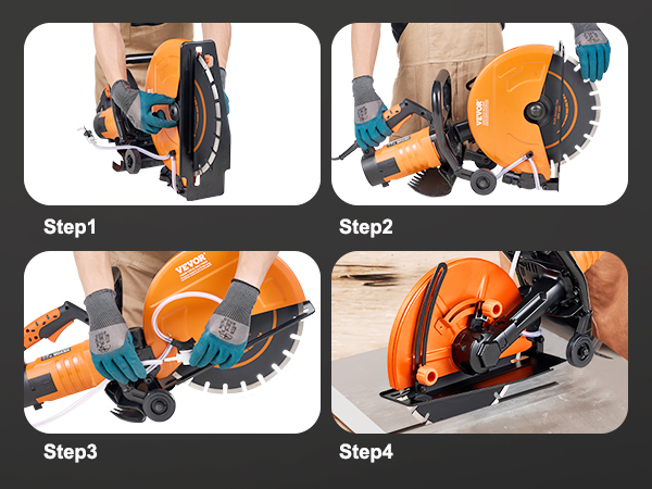 VEVOR Electric Concrete Saw, 14 in, 3200 W 15 A Motor Circular Saw ...