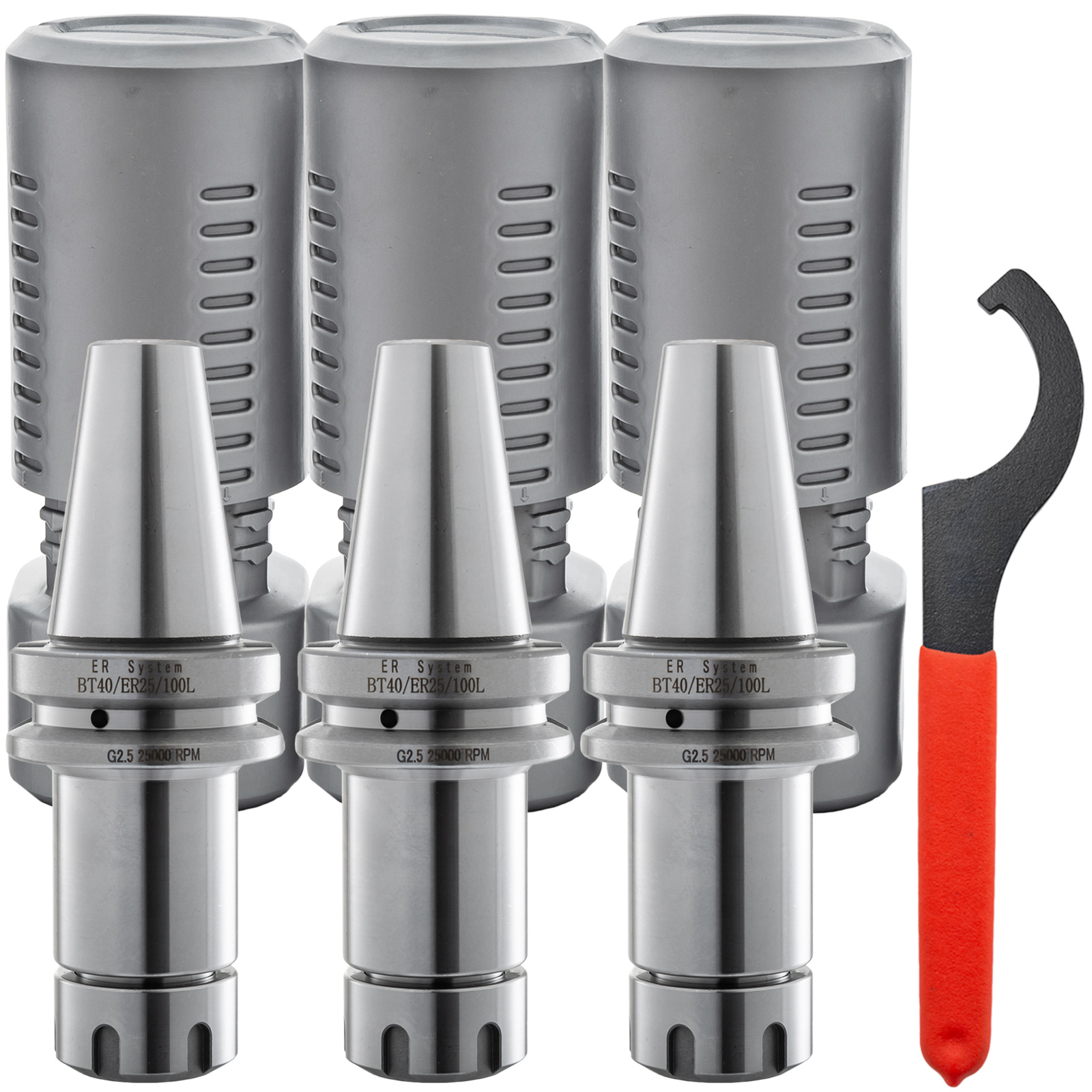 3pcs BT40 ER25 Collet Chuck Tool Holder 4"(100mm) Hardened 25000RPM ...