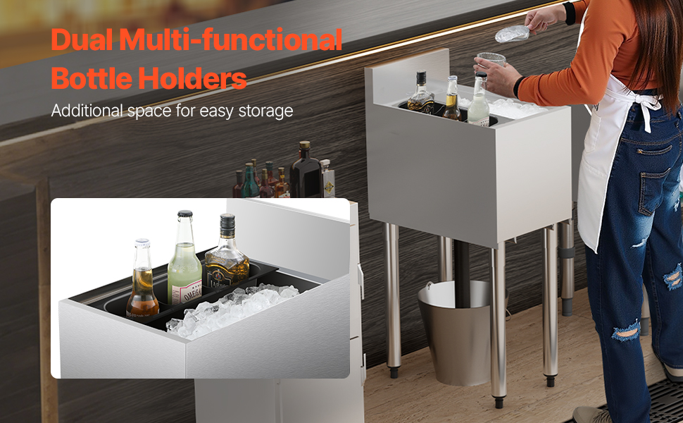 Commercial Ice Bin 28 L Underbar Ice Bin with Sliding Lid and Bottle ...