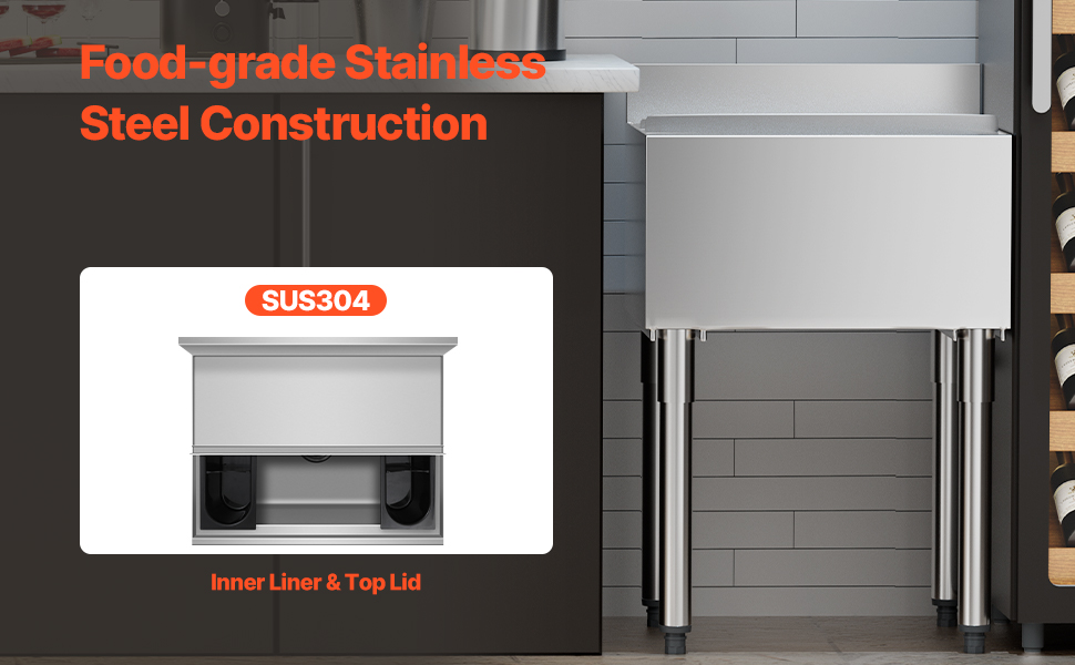 Commercial Ice Bin 61 L Underbar Ice Bin with Sliding Lid and Bottle ...