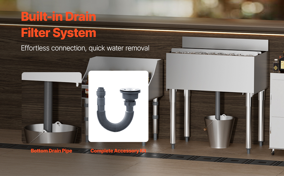 Commercial Ice Bin 78.4 L Underbar Ice Bin with Sliding Lid and Bottle ...