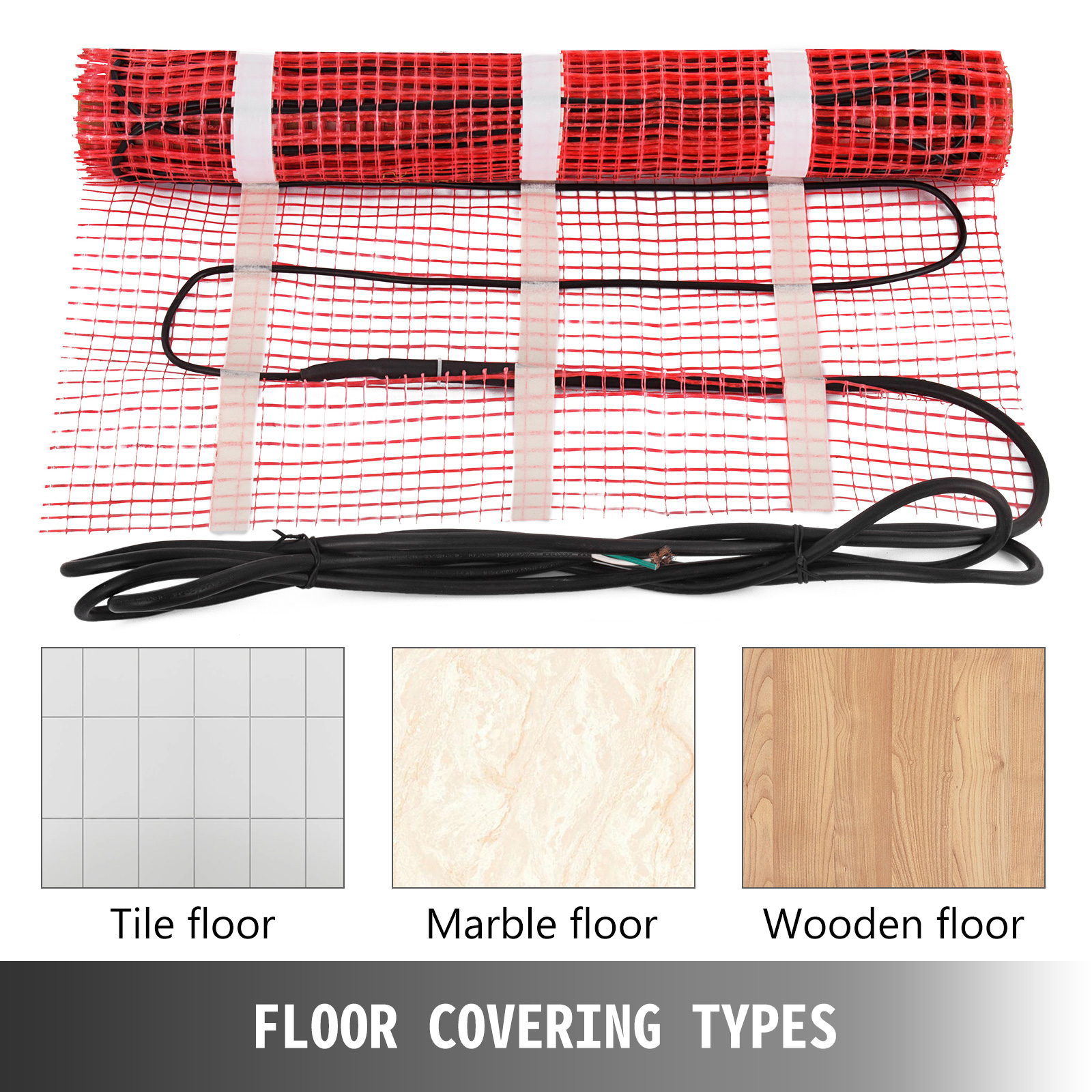 VEVOR 15 Sqft 120V Electric Radiant Floor Heating Mat Self-Adhesive ...