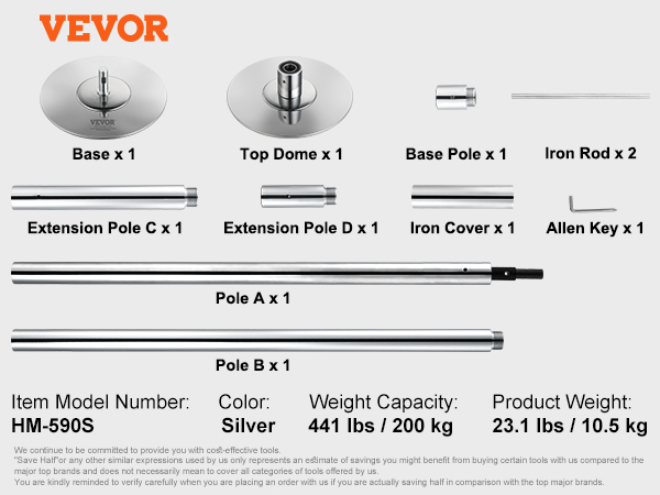 VEVOR Professional Dancing Pole, Spinning Static Dancing Pole Kit ...