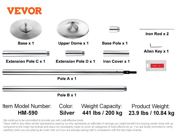 VEVOR Professional Dancing Pole, Spinning Static Dancing Pole Kit ...