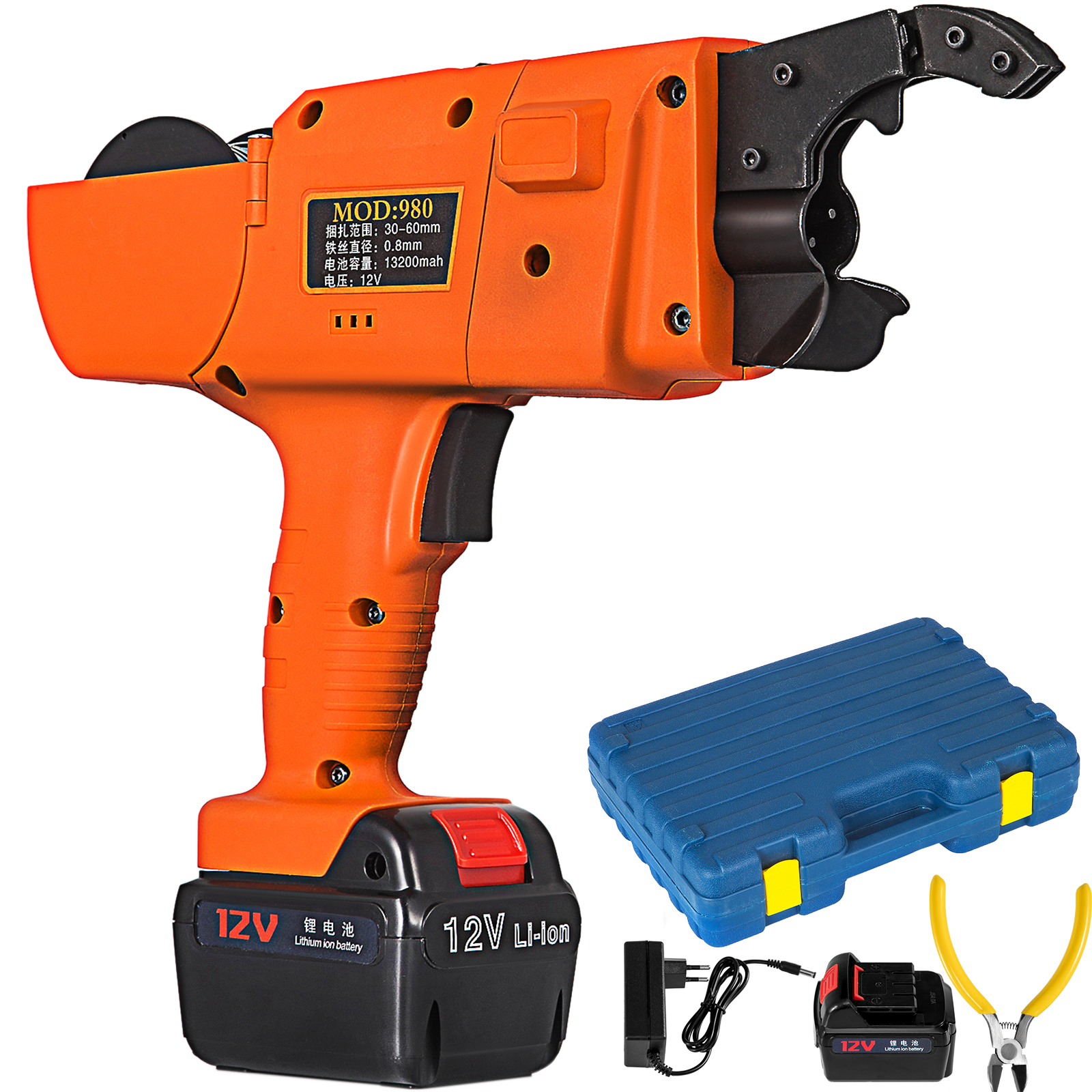 30-60mm Automatic Rebar Tying Machine 13200mah Rebar Tier Tool Double ...