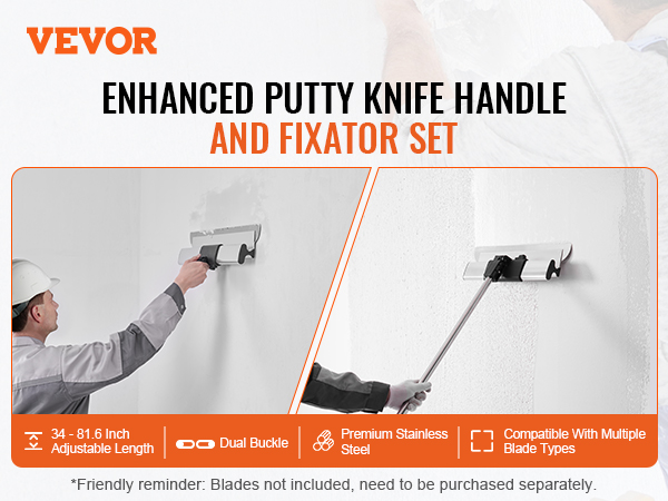 VEVOR Drywall Skimming Kit, Handle + Fixator Smoothing Knife Accessory ...