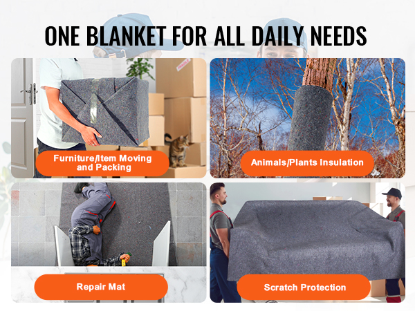 VEVOR Moving Blankets Packing Blankets 1829 x 1372 mm Furniture Pads 24 ...
