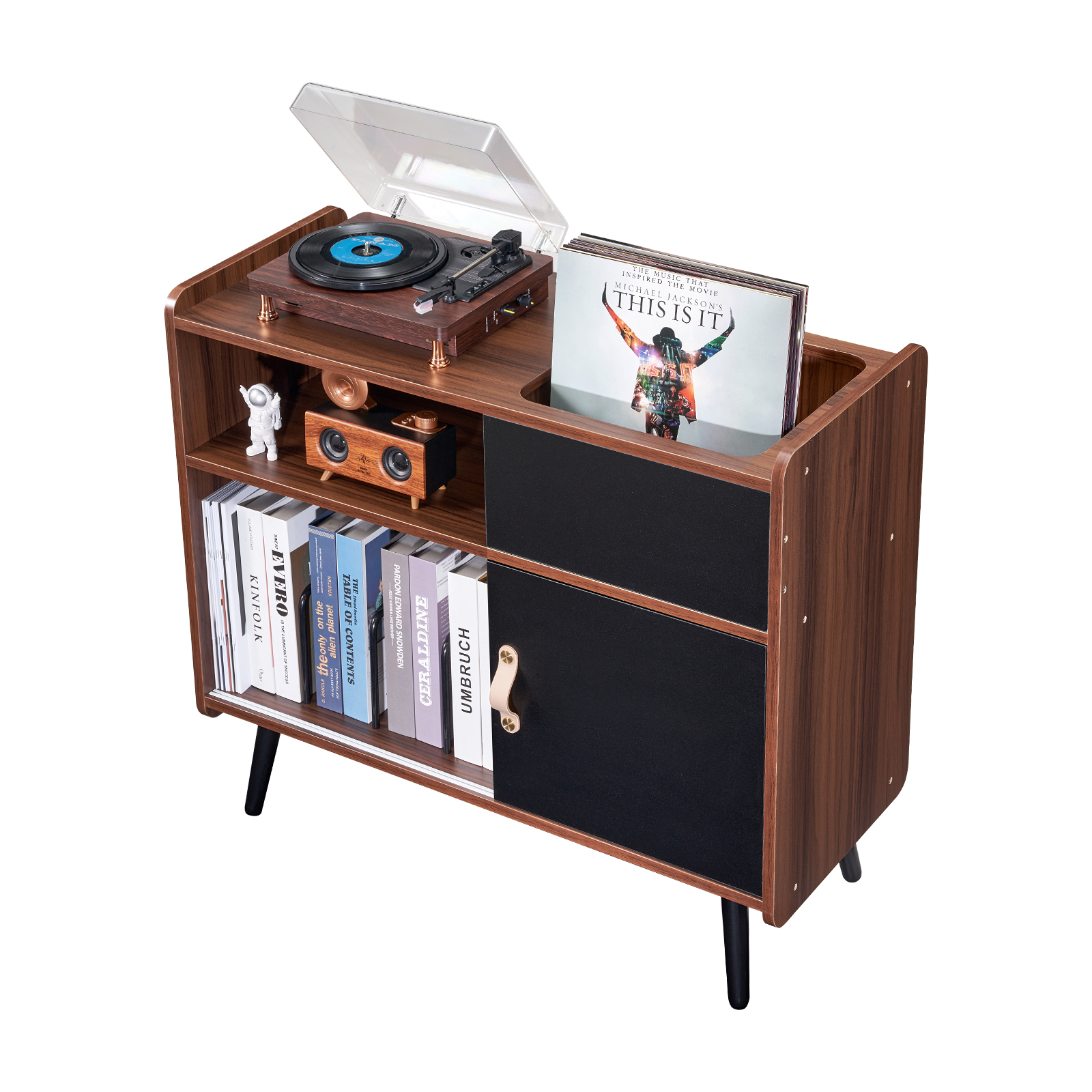 Record Player Stand 2/3-Tier Metal/Wooden Turntable Stand with 3 ...