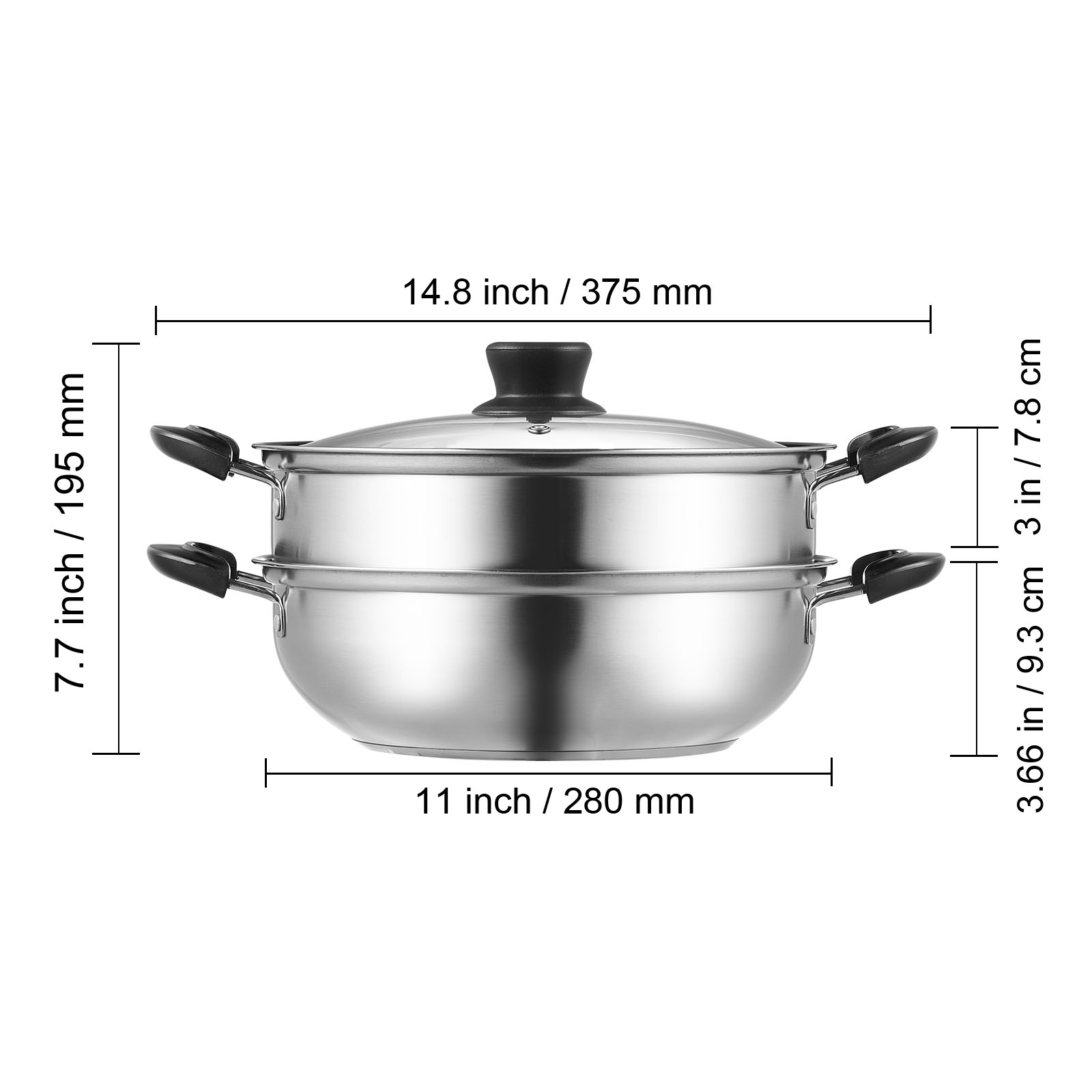 VEVOR Steamer Pot 11-inch Cooking Pot with 3QT Stock Pot & Vegetable ...